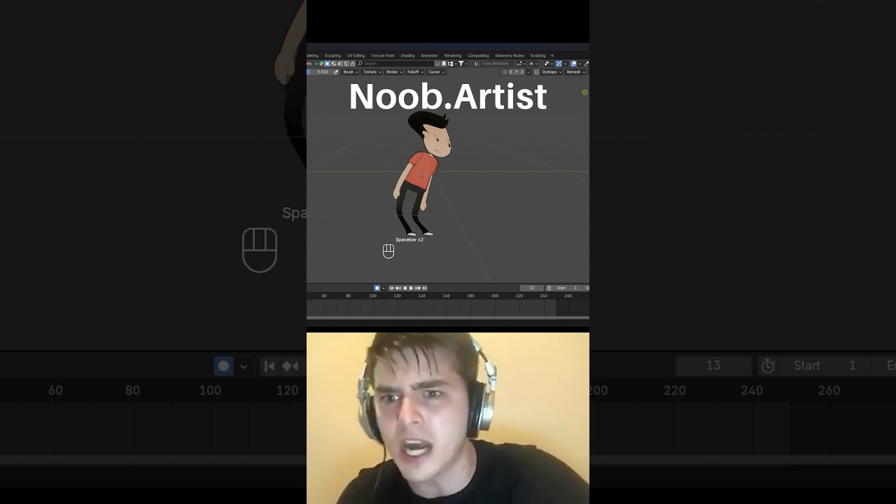 Noob vs Pro artist: 2D animation #blendertutorial #blender #blendercommunity #blender3d #b3d