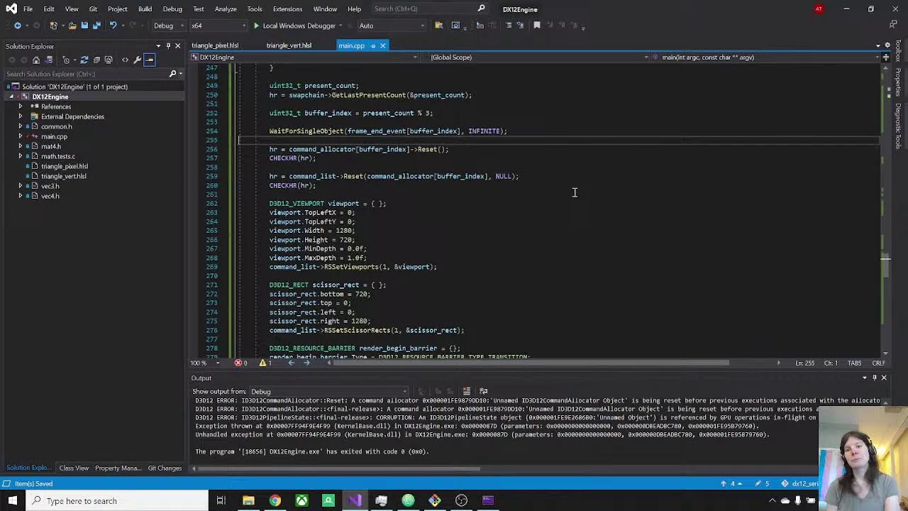 DX12  Programming -- Finishing First Triangle + Debugging and Cleanup