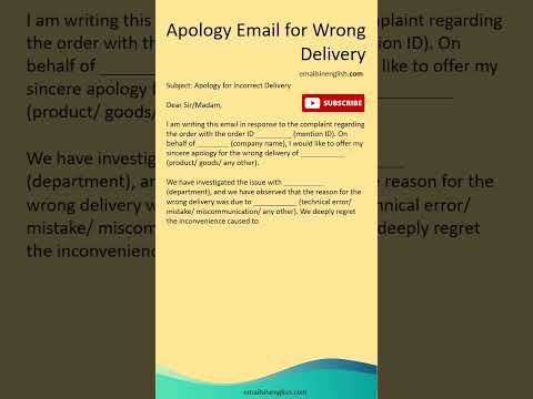 Apology Email for Wrong Delivery - @EmailsInEnglish