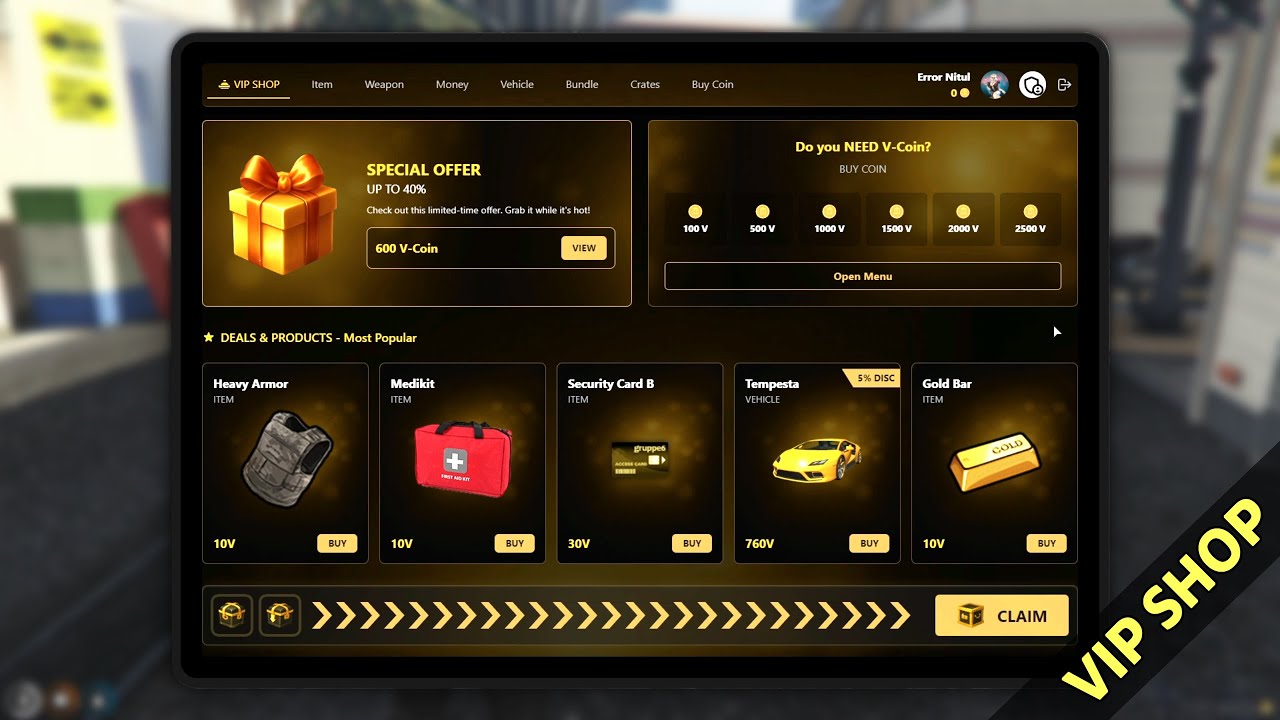 ADVANCED VIP SHOP FIVEM | ESX/QBCORE