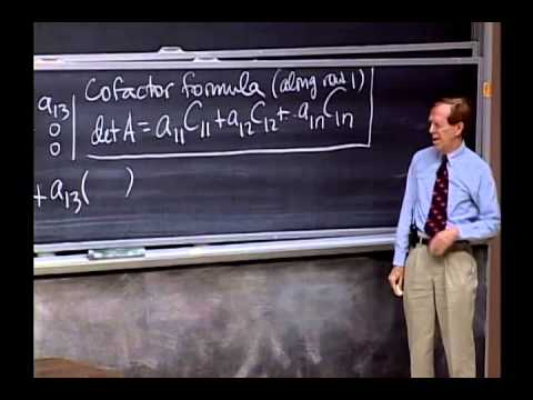 Lec 19 Determinant formulas and cofactors Cofactor formula for determinant