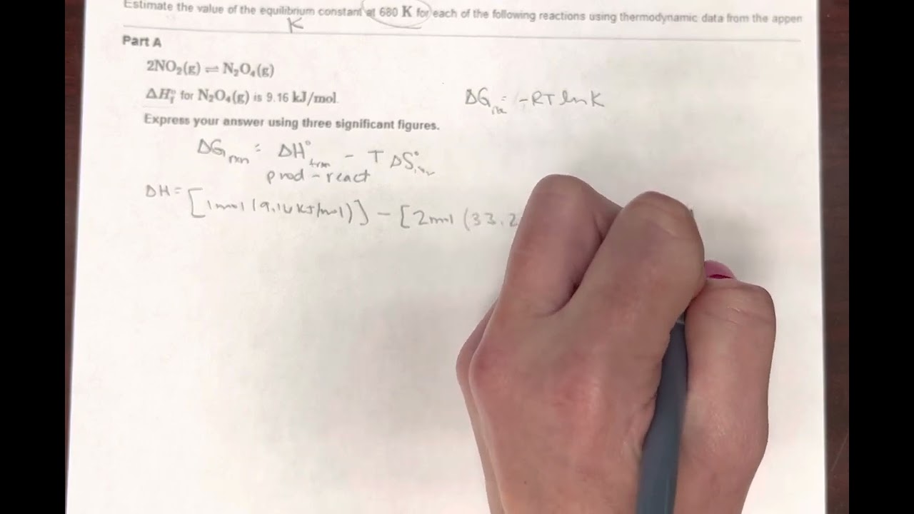 A Question from Mastering—Calculating K from thermodynamic data