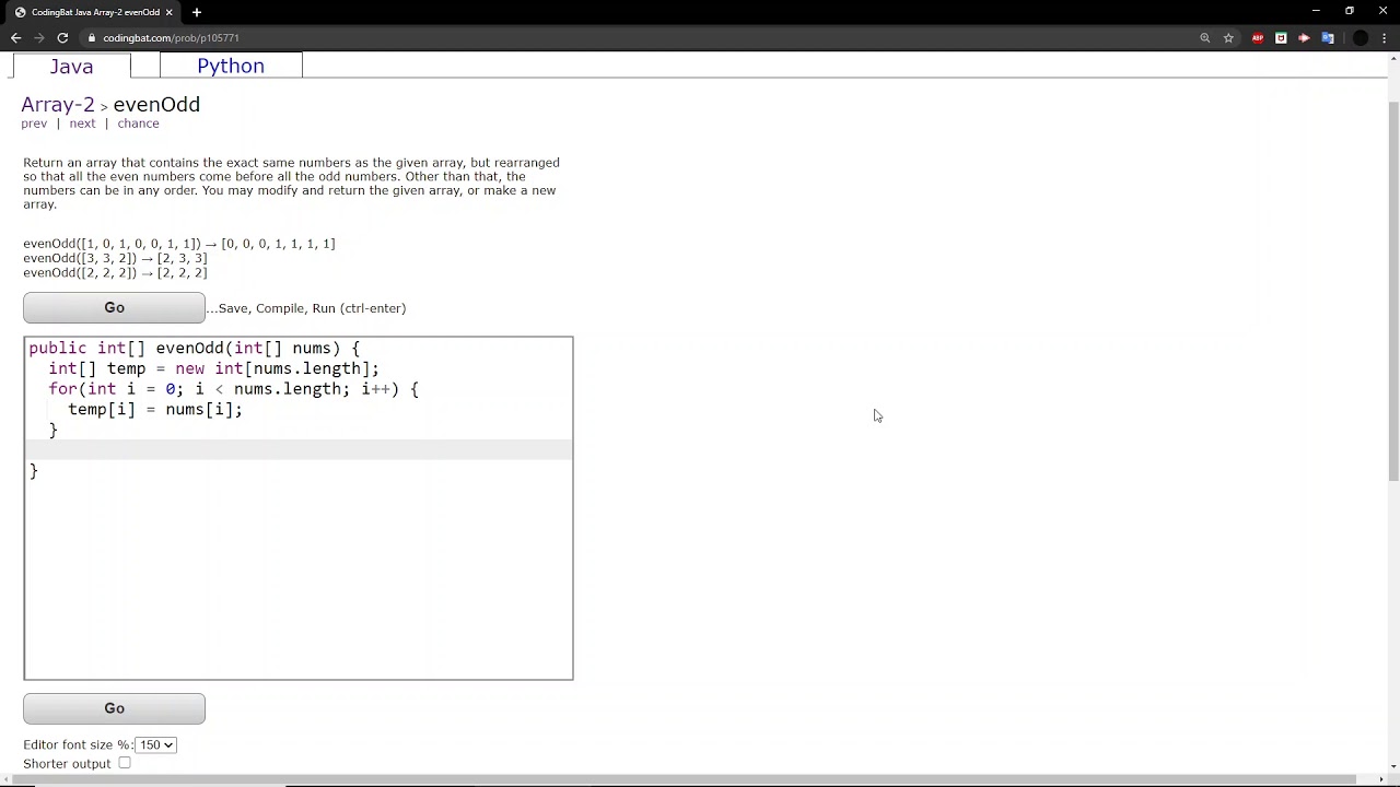Array-2 (evenOdd) Java Tutorial || codingbat.com