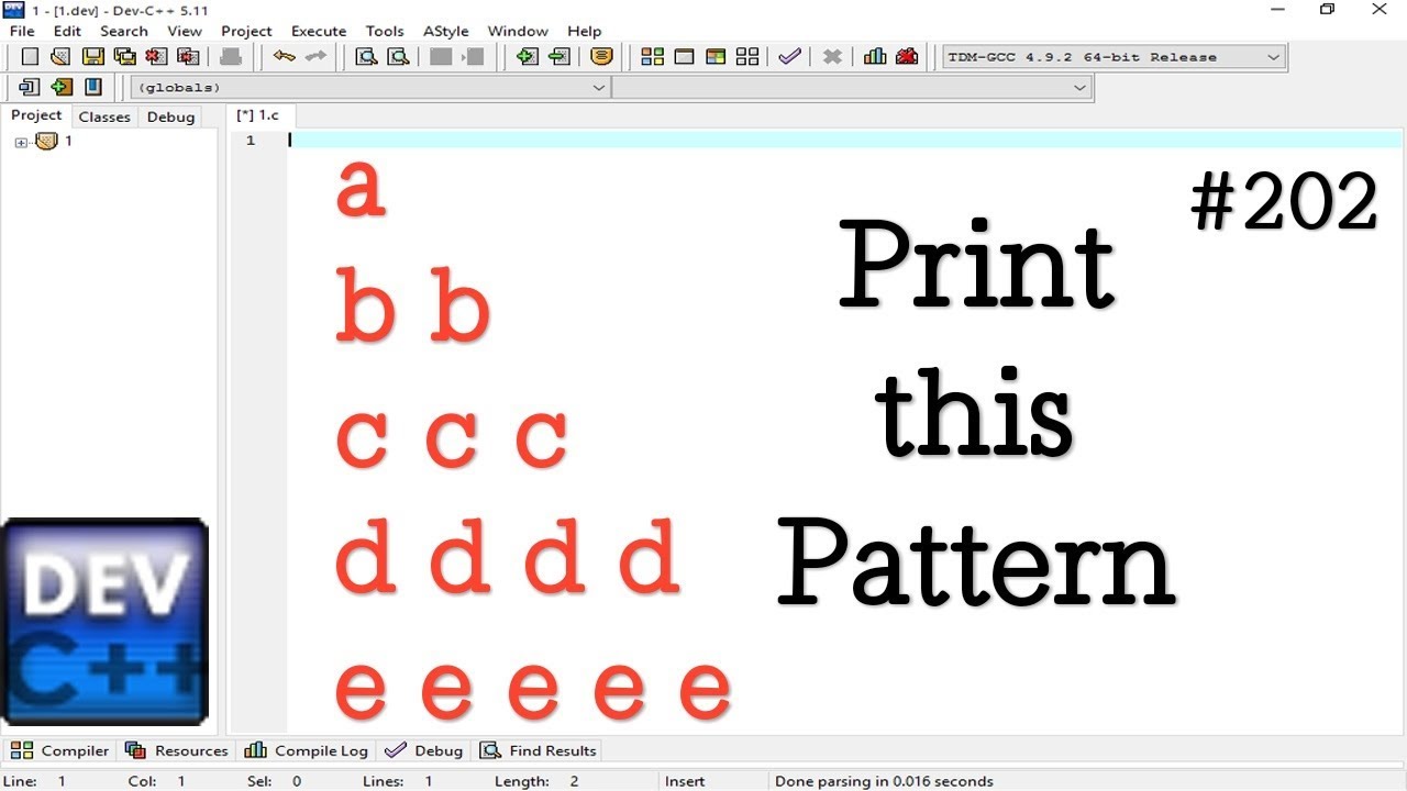 How to write a program for print a alphabet pattern in C