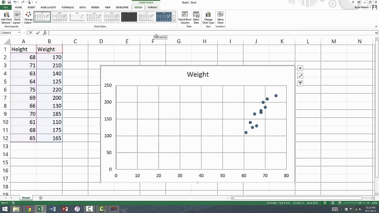 Creating a Scatterplot in Excel