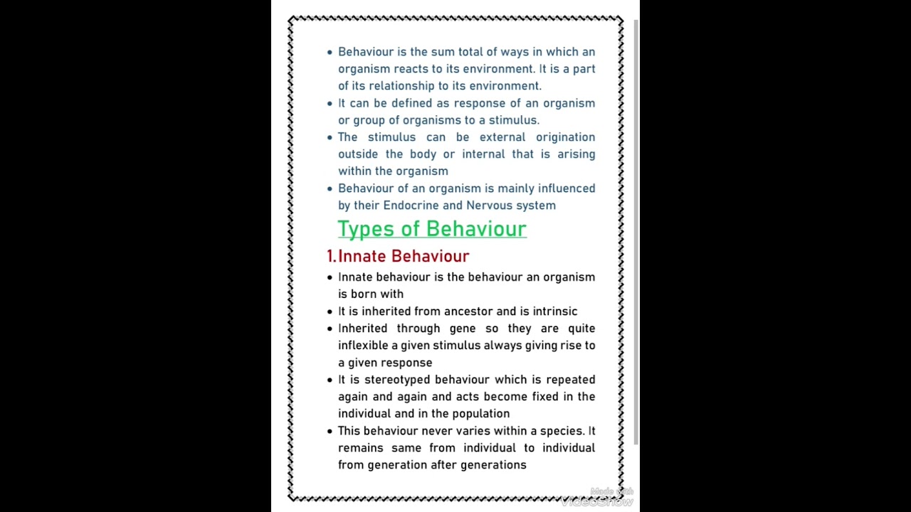 Types of Behaviour ll Animal behaviour ll Zoology ll Bsc, Msc