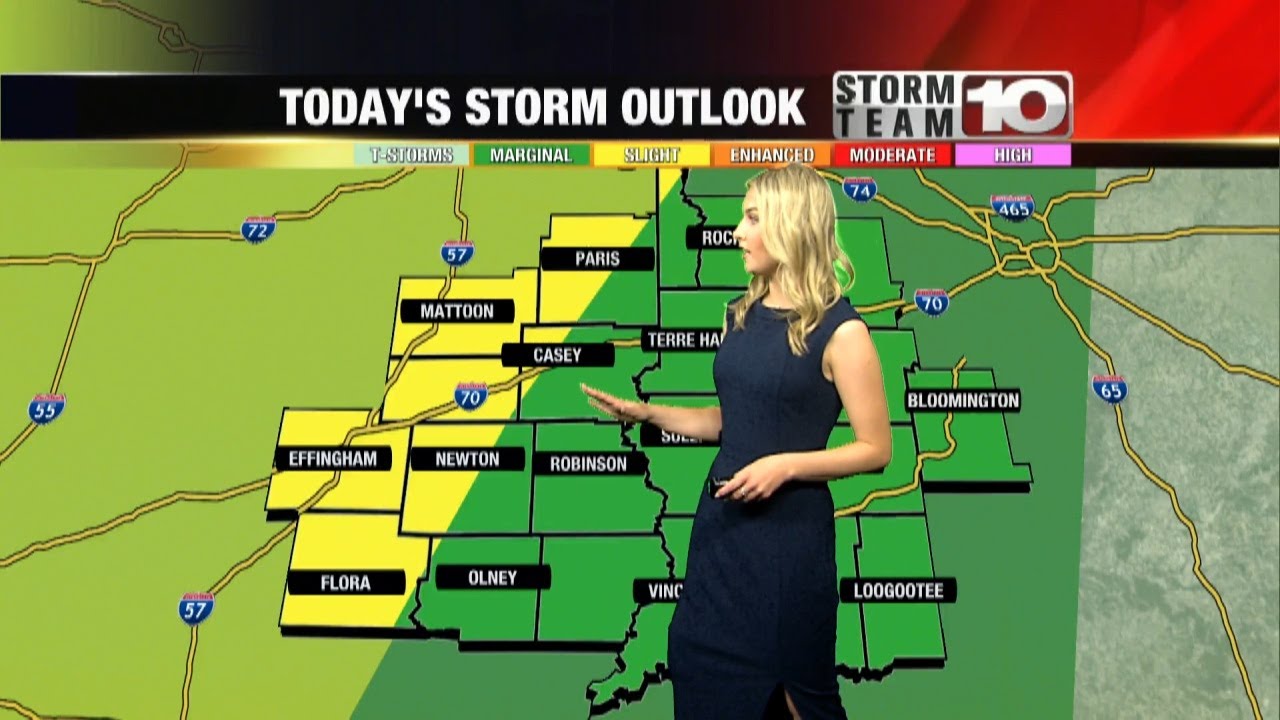 Sunday Night: Scattered showers and storms. Low: 61