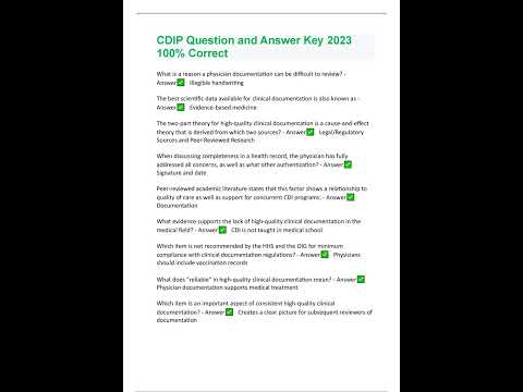 CDIP Question and Answer Key 2023 100% Correct