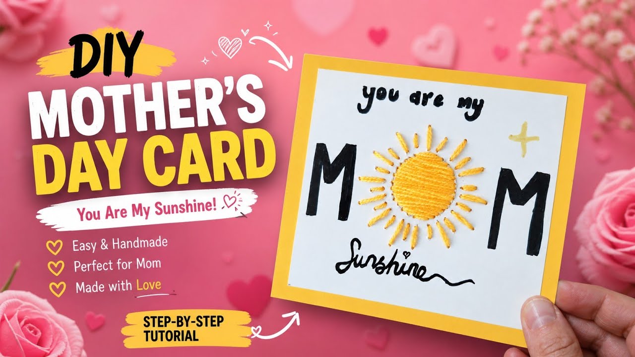 DIY Mother’s Day Card 🌼 You Are My Sunshine ☀️ Easy Handmade Gift for Mom