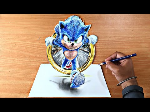 How to Draw Sonic The Hedgehog | 3d Drawing