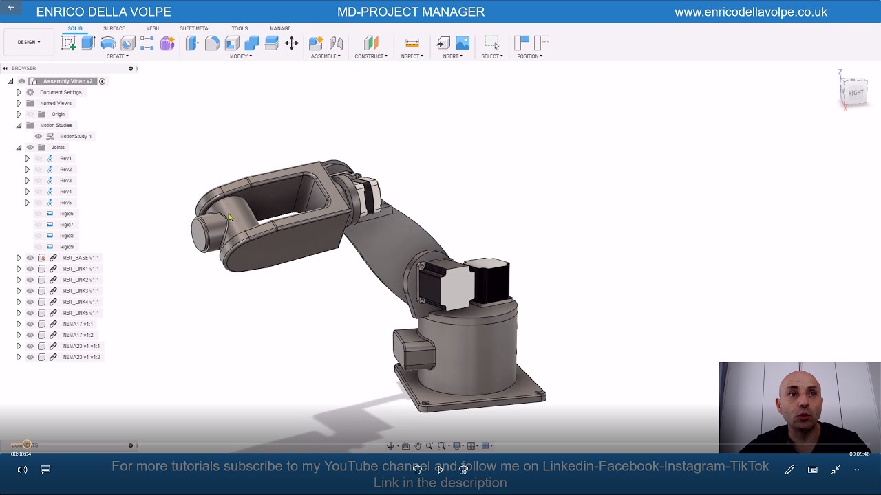 Video Tutorial: How to make a Robotic Arm Mechatronics Assembly Animation with Fusion 360