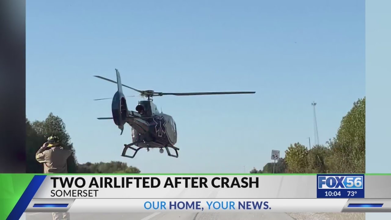 2 flown to hospital after Somerset highway crash