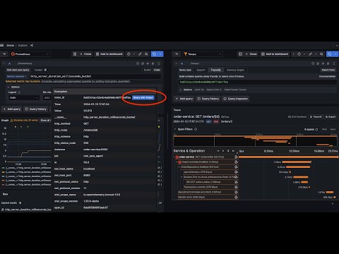 7. Observability Coordinated: Prometheus Exemplars (Metrics) — Grafana Tempo (Traces) — Loki (Logs)