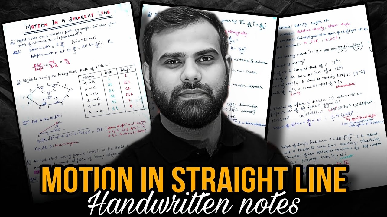 Comprehensive Handwritten Notes for NEET Physics: Motion in a Straight ...