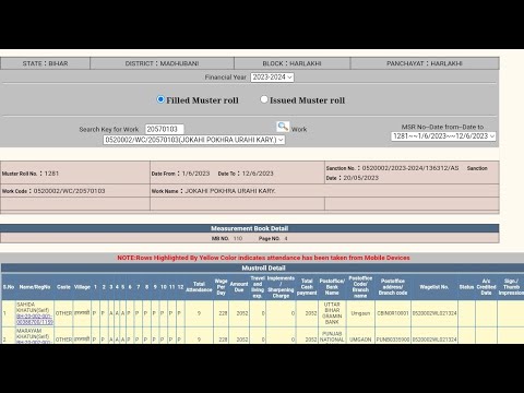 View filled Muster Roll