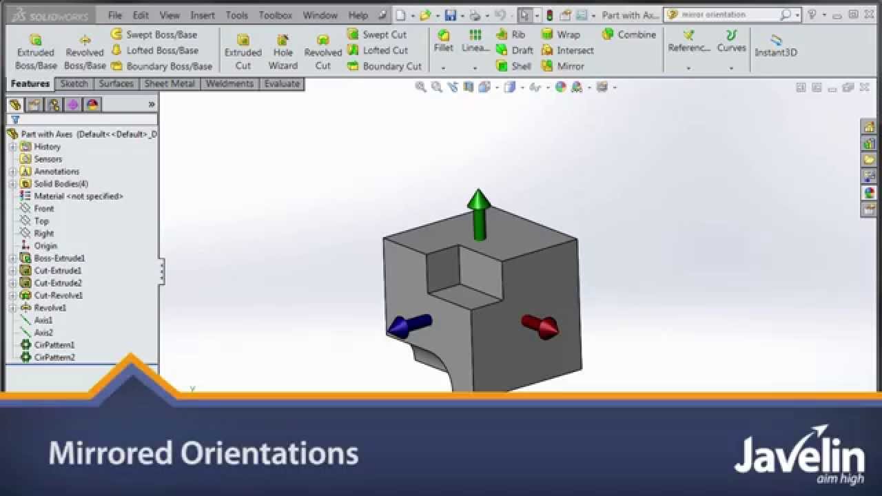 SolidWorks Mirror Components - Orientation Options