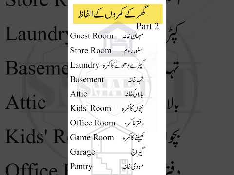 House Rooms Vocabulary in English with Urdu Translation | Common Rooms in a Home Part 2