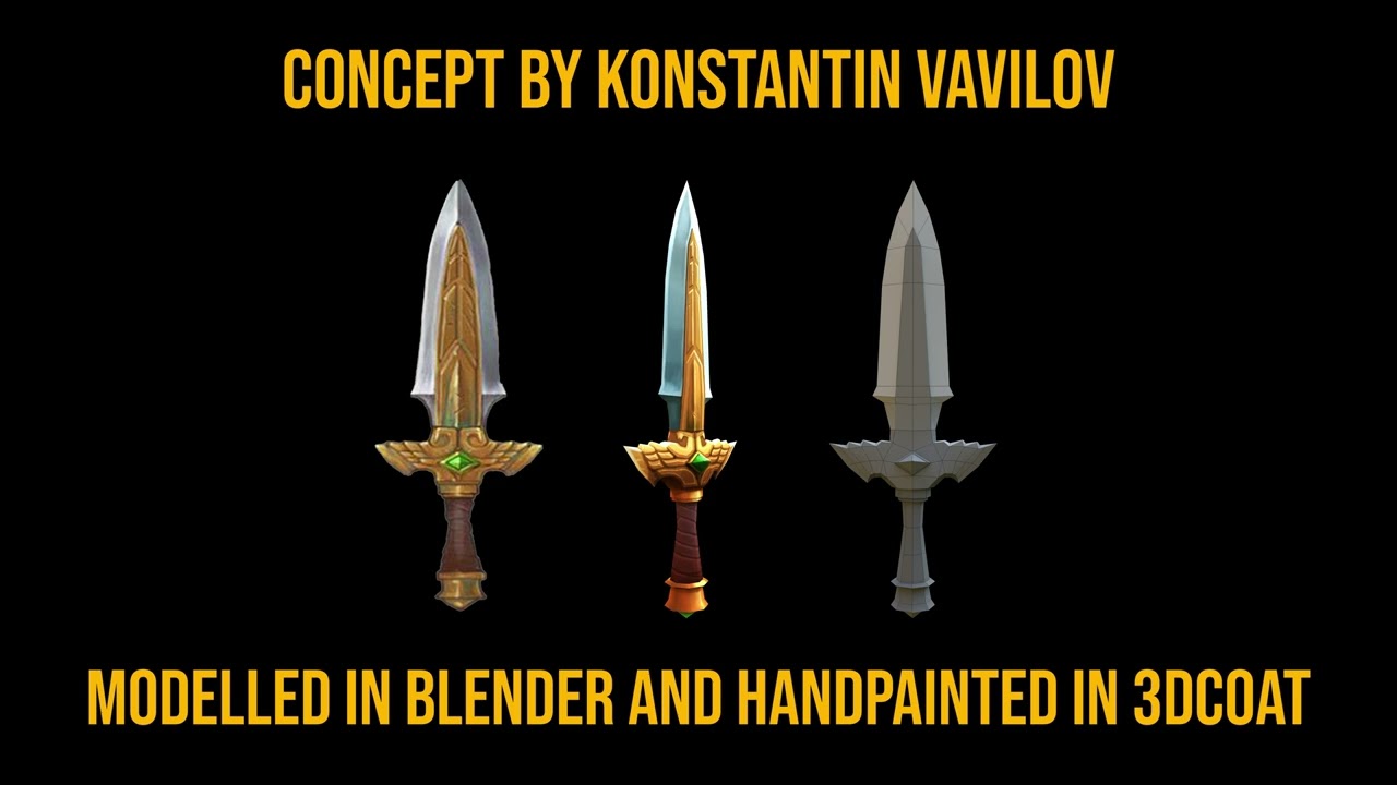Low Poly Sword to Handpainted texture