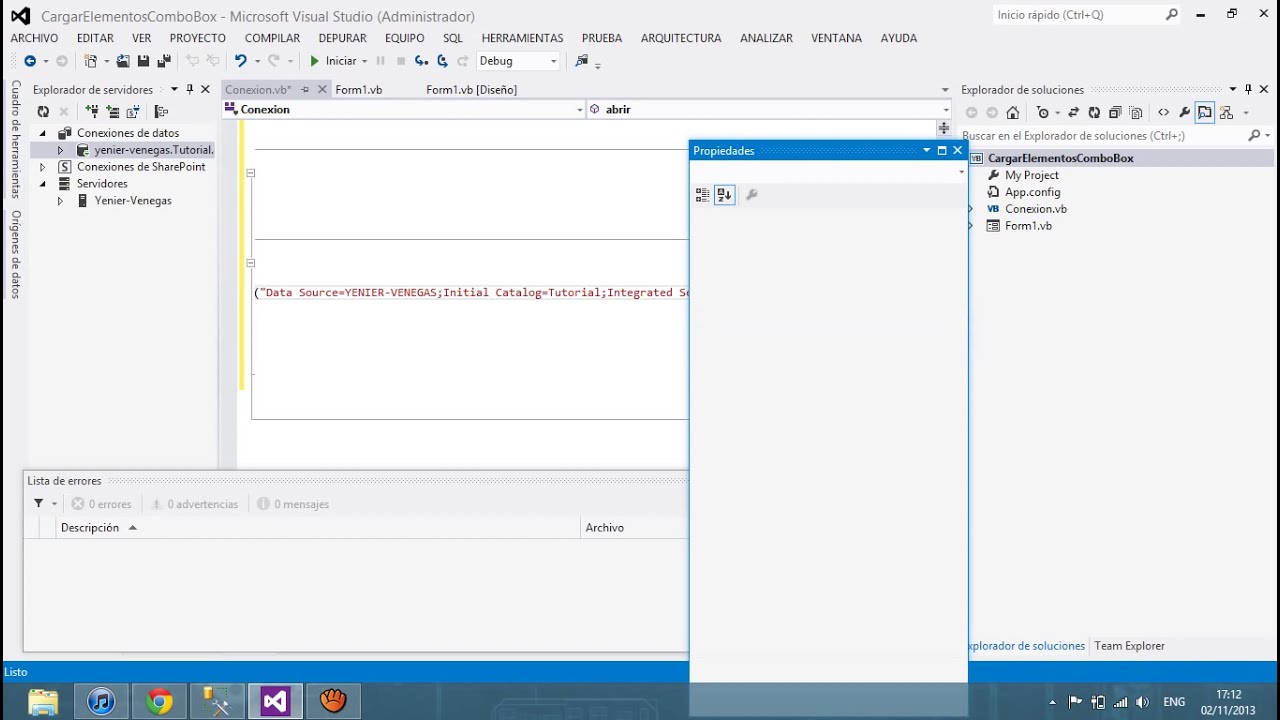 Llenar ComboBox Visual Studio con SQLSERVER