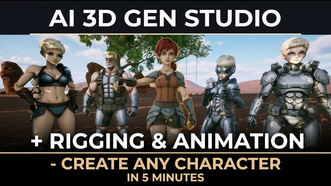 AI 3D Gen Studio + Rigging & Animation - Create Any Character in 5 Minutes