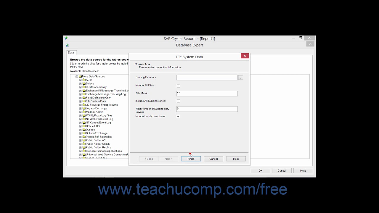 Crystal Reports 2013 Tutorial More Data Sources Business Objects Training
