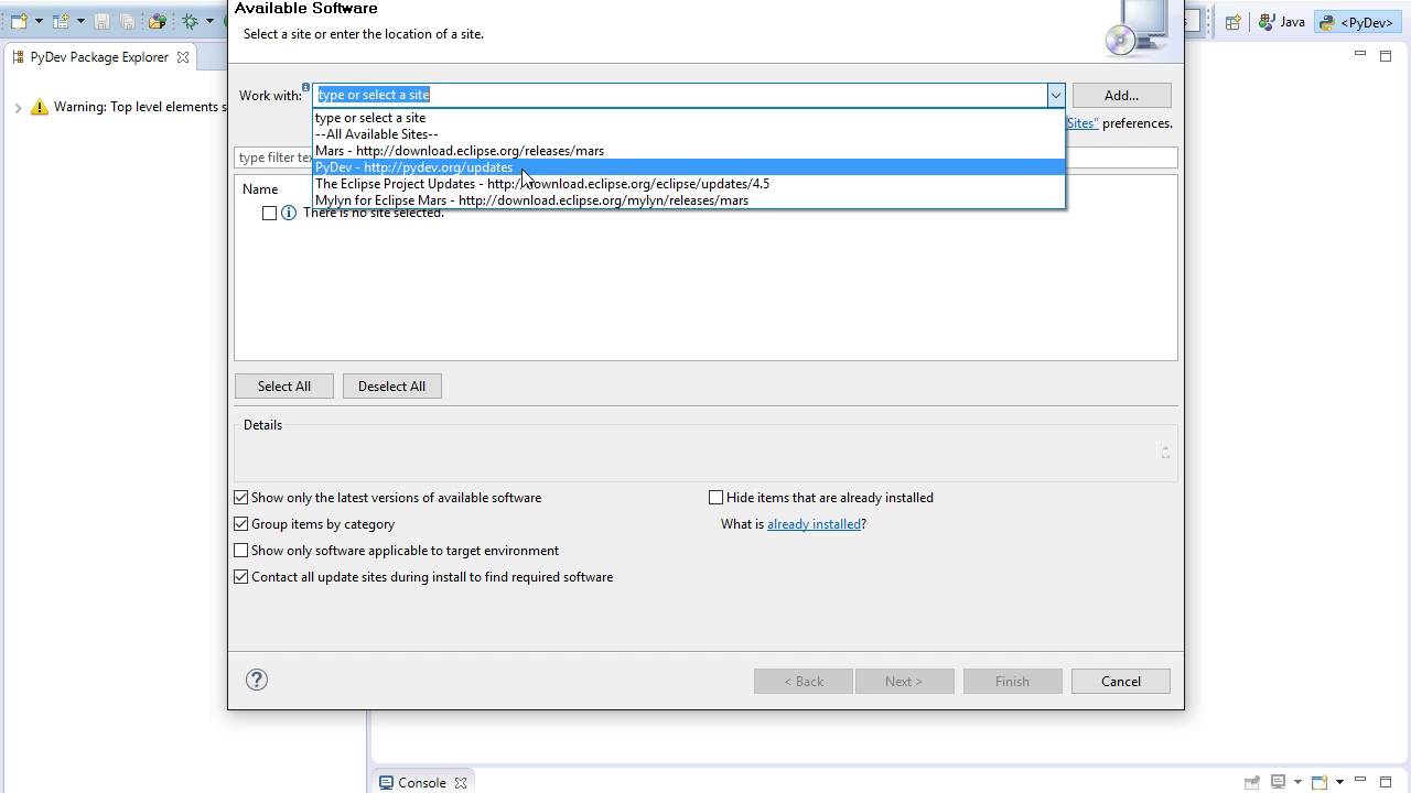 Installing Python, Eclipse, and PyDev for Eclipse