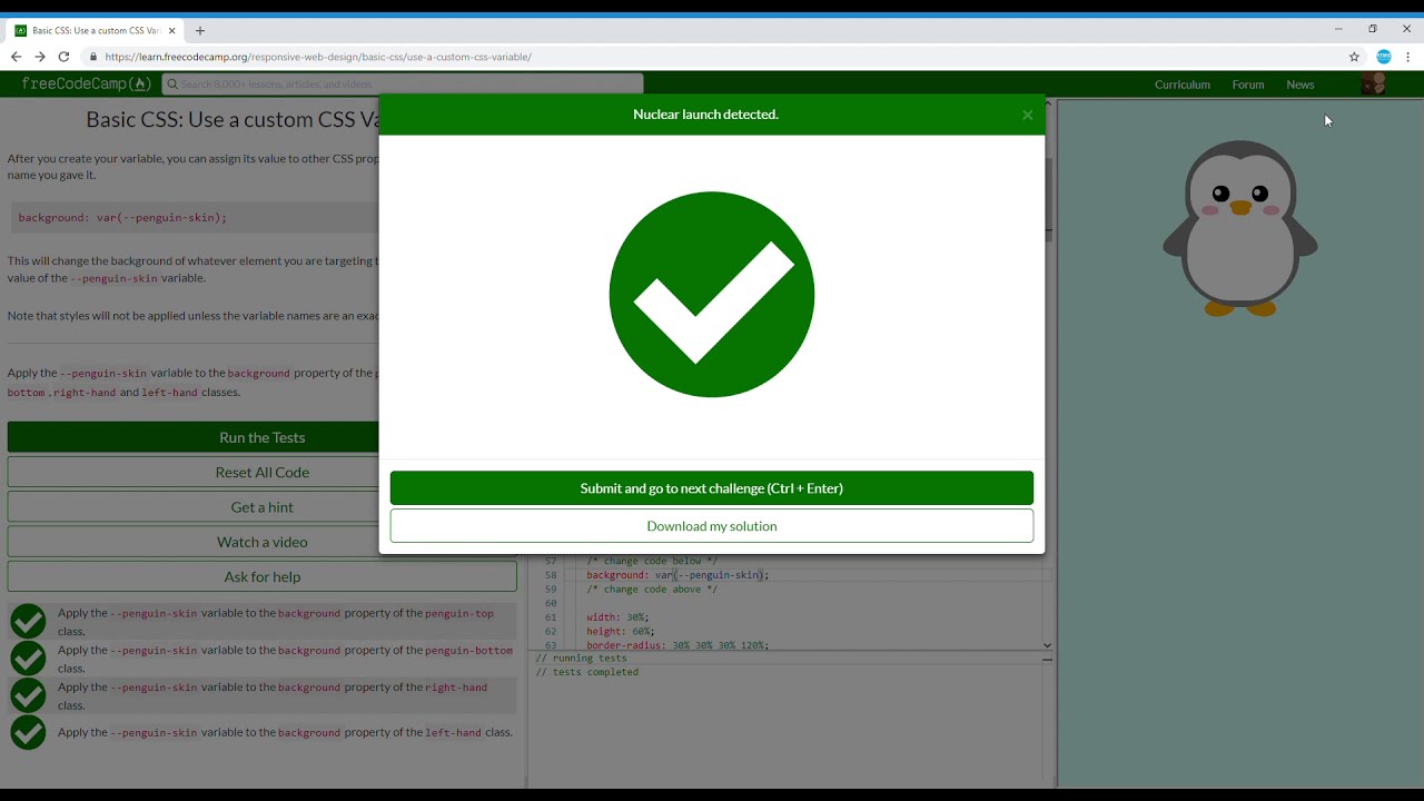 Basic CSS  Use a custom CSS Variable  39/44 Learn freeCodeCamp