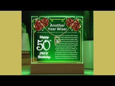 Happy 50th Birthday Gift Ideas For 50 Year Old Woman - Necklace and Acrylic Plaque Sign Home Decor