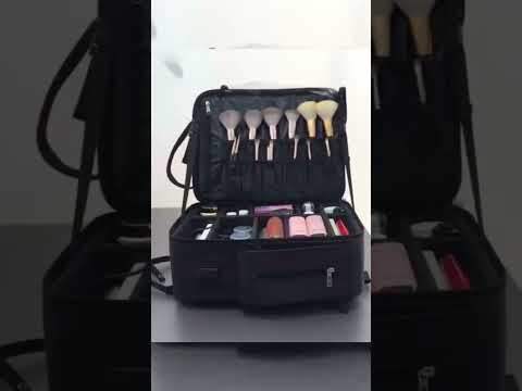 Professional Makeup Artist Travel Train Case, with Adjustable Dividers and Lipstick Refrigerated Bag