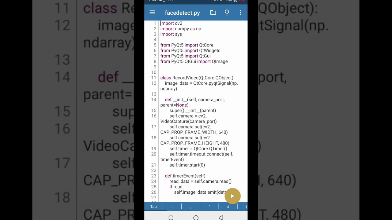 facedetection using  opencv python livecam | opencv-python #pydroid3 #opencvpython