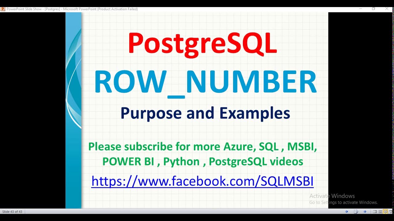 Postgresql Tutorials | Row Number in Postgresql | row_number examples