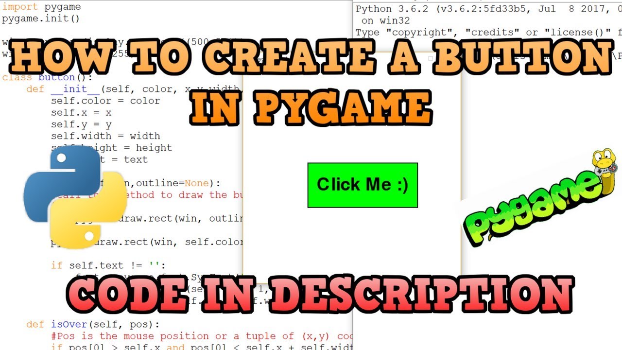 How to Create a Button in Pygame [CODE IN DESCRIPTION]