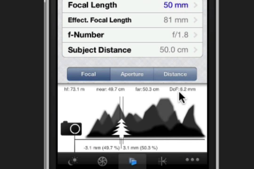 PhotoBuddy - Depth of Field calculator app