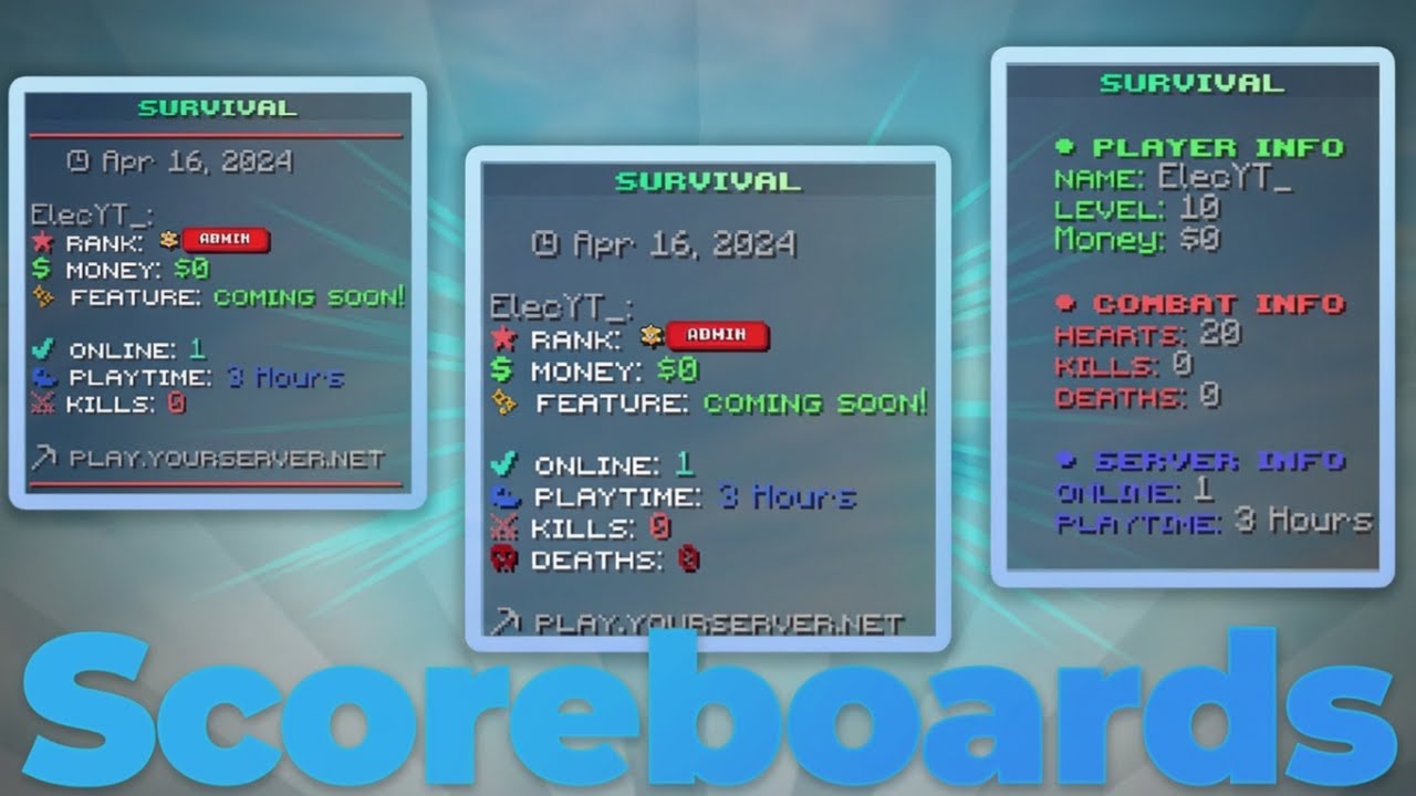 The 3 BEST Minecraft Scoreboards! [SimpleScore CONFIG] (VERIFIED 202)