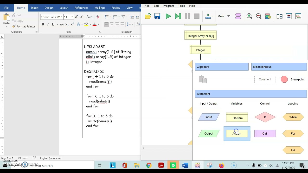 37. Contoh Array dengan Flowgorithm