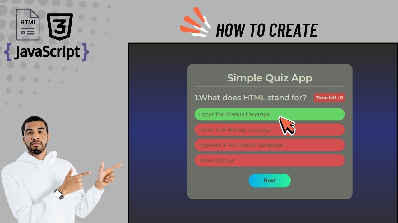 Build a Quiz App with HTML, CSS & JavaScript | Beginner JavaScript Project Tutorial