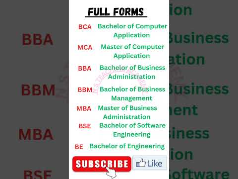 Full form of BBA। MBA। BCA। MCA। BBM। BE। BSE। #full #form #viral #youtubeshorts #shortsfeed #shorts