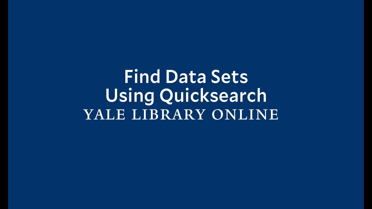 Find Data Sets Using Quicksearch