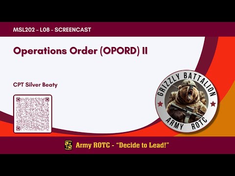 The Army Operations Order (OPORD) - Part 2