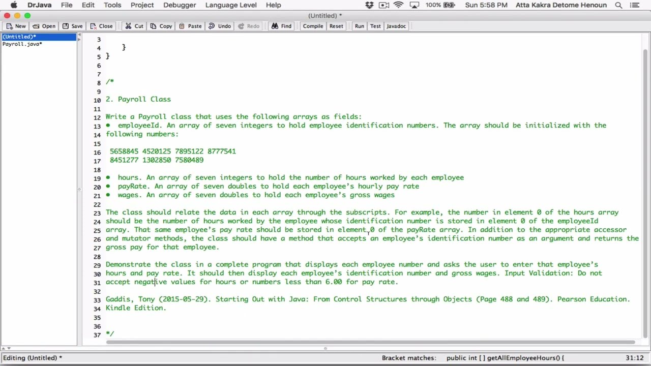 7.2. (Part 2) Payroll Class - Java