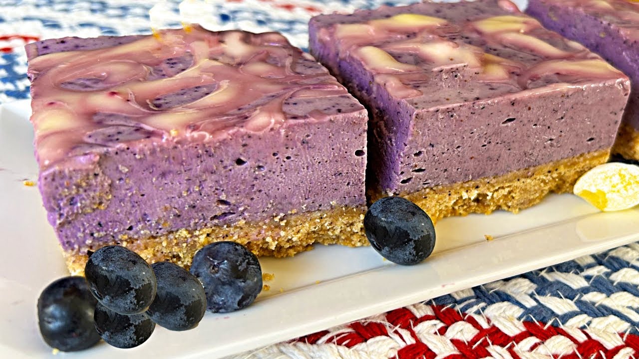 No Bake Lemon Blueberry Cheesecake Bar Recipe