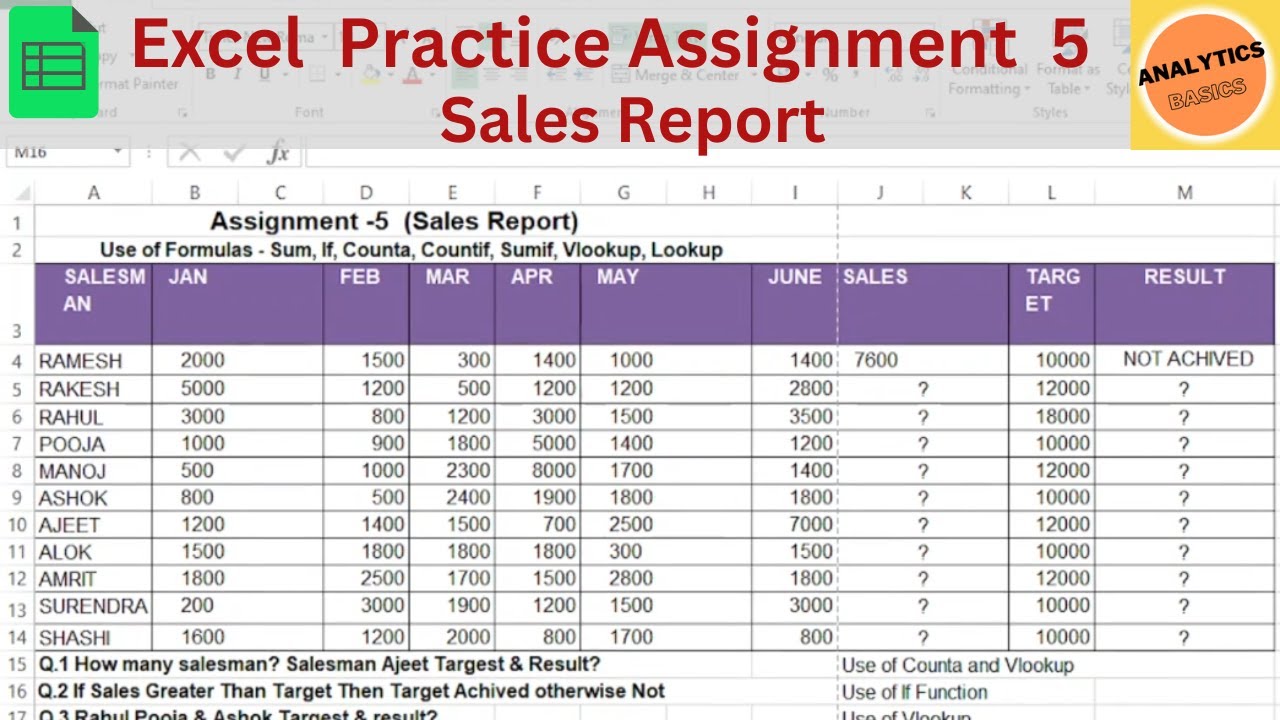 Excel Practice Assignment 5 | Excel Formula | Excel Basics Of Data Analysis |  #excelforbegginers