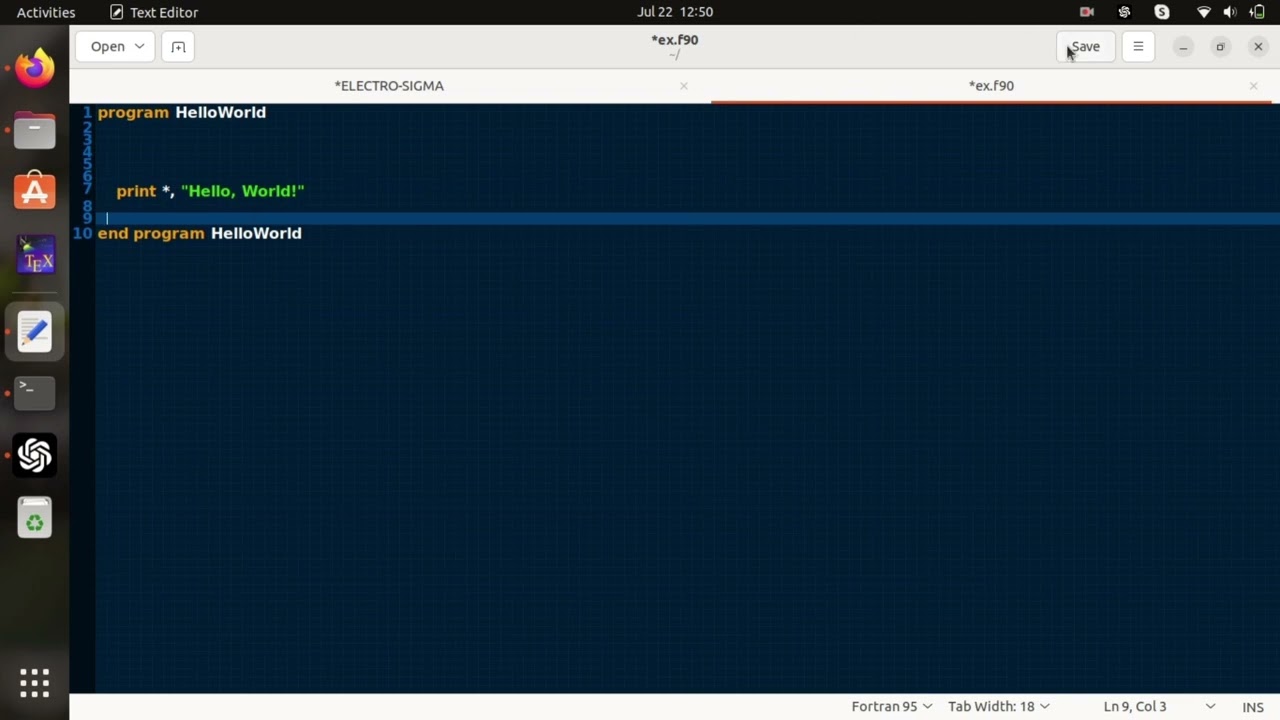 simple Fortran code that prints 