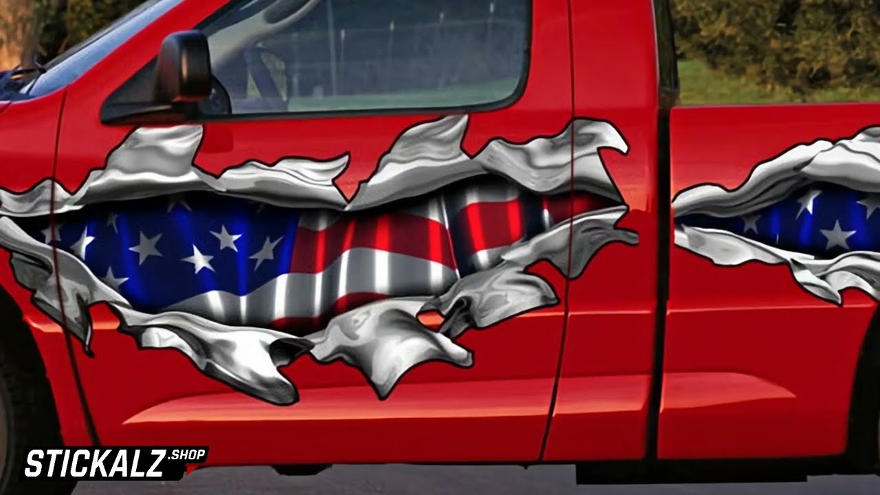 US Flag Car Wrap, US Flag Car Vinyl, US Flag Car Graphics for vehicles, Zzj_2