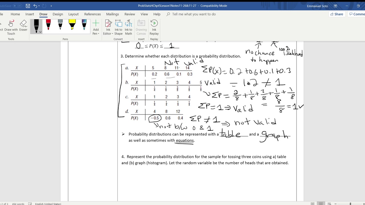 Chapter 5 Lesson 1 Notes: Probability Distributions