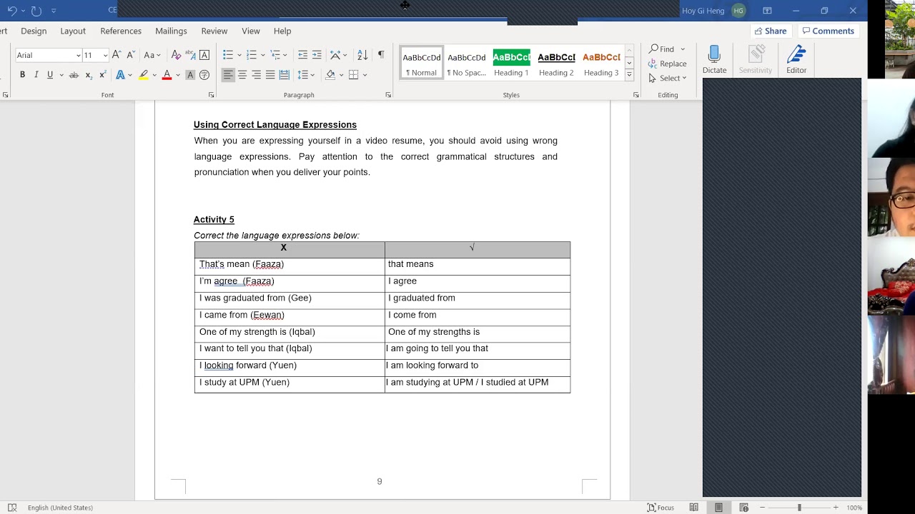 Presentation of Activity 5 for CEL 2106 Class Material 3
