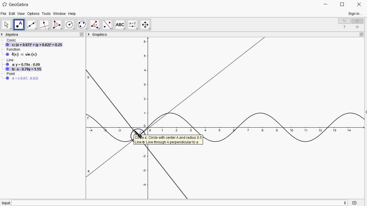 GeoGebra: Simulating a Ball Rolling along a Sine Curve - M516 H4 #2 (SU16)