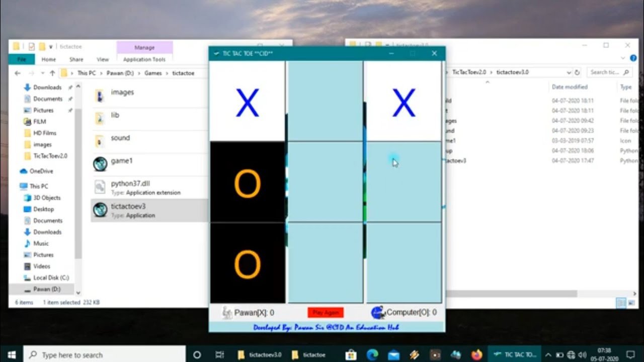 Tic Tac Toe game using Tkinter || python || single player mode added ||