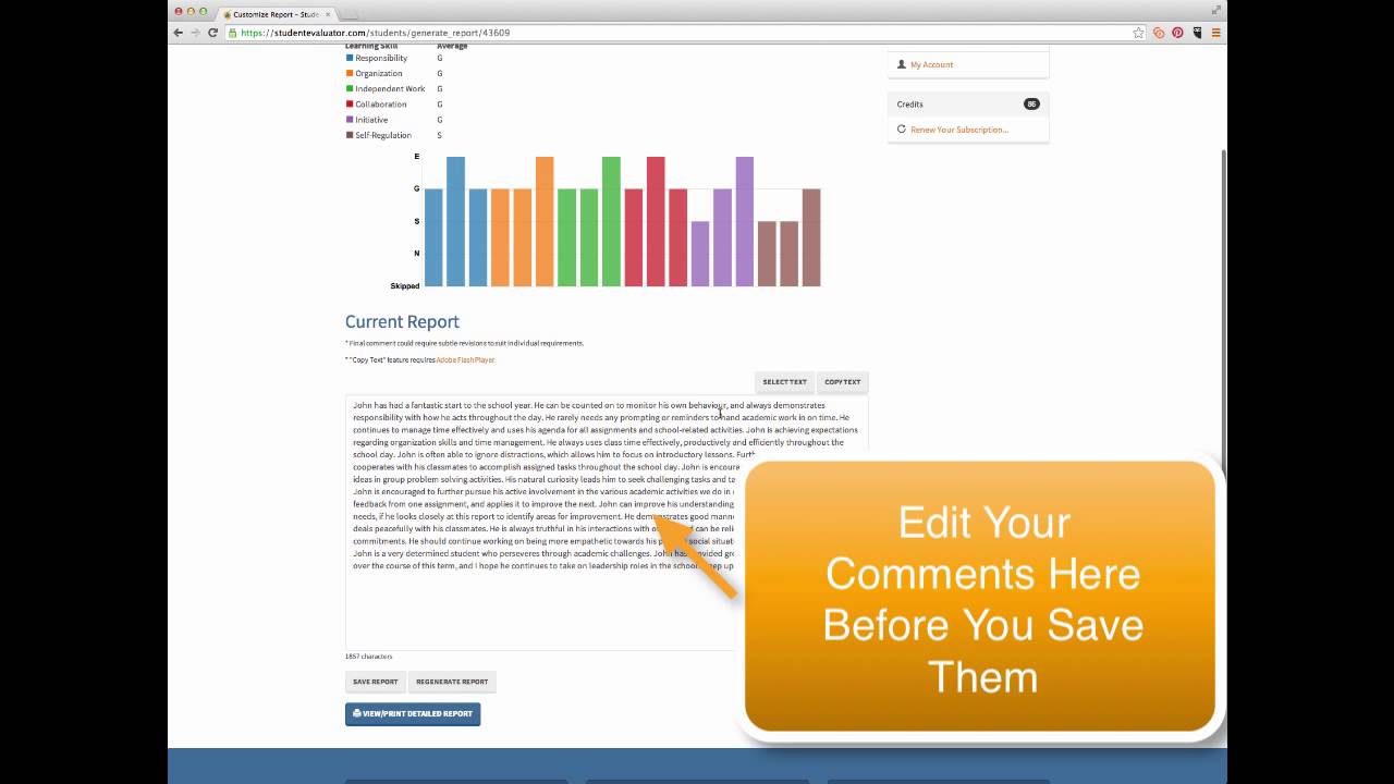 Instructional Video for Student Evaluator - Report Card Comment Bank Generator