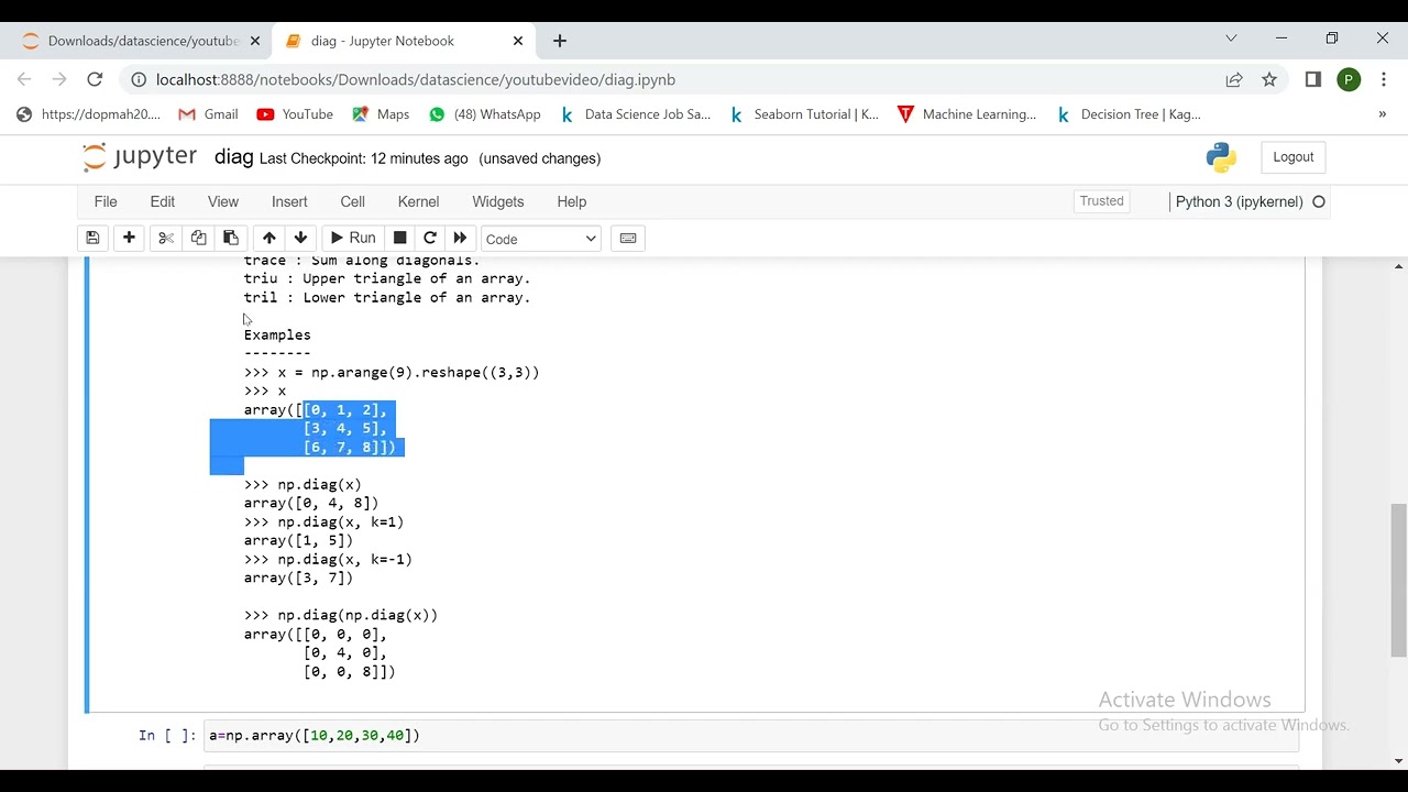 Numpy diag matrix-11